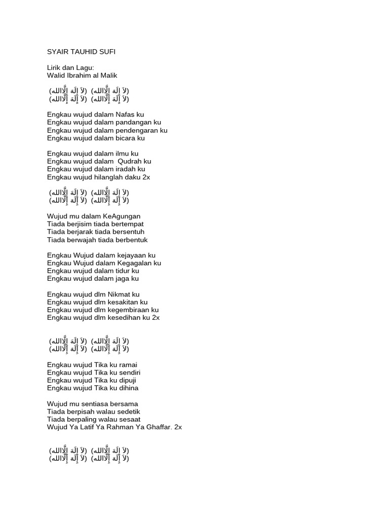 Syair Tauhid Sufi | PDF