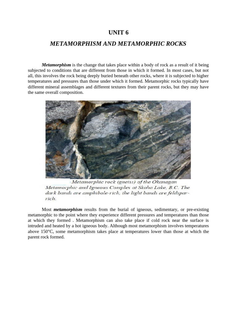 6 - Metamorphism & Metamorphic Rocks | PDF | Rock (Geology) | Minerals