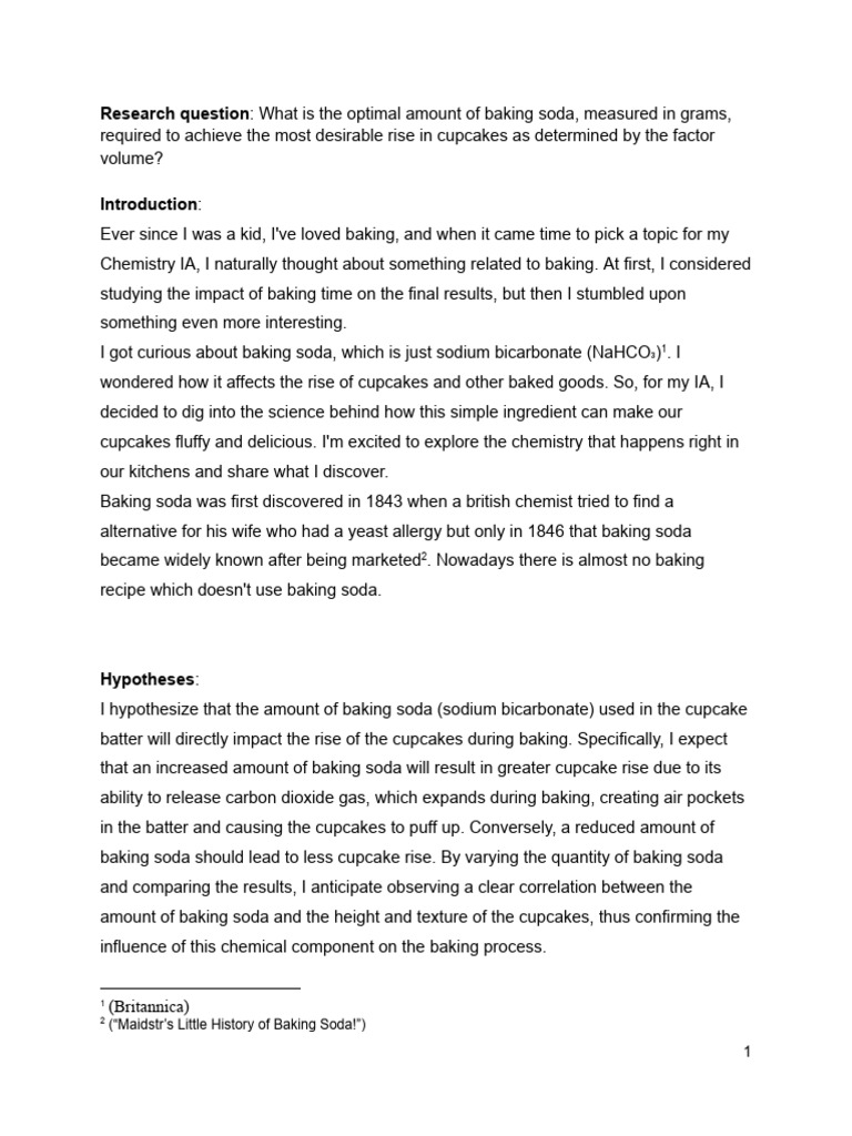 Chemistry IA Draft-Emilie Bouvy | PDF | Sodium Bicarbonate | Experiment