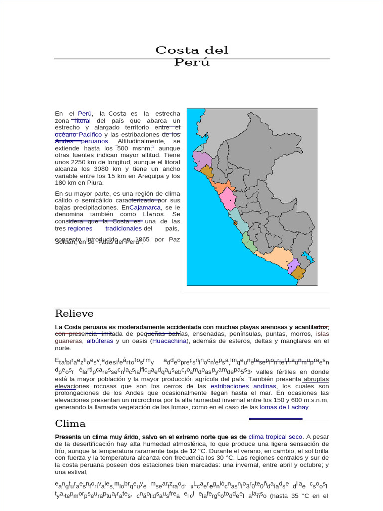 La Costa del Perú: Geografía y Clima | PDF | Ciencias de la Tierra ...