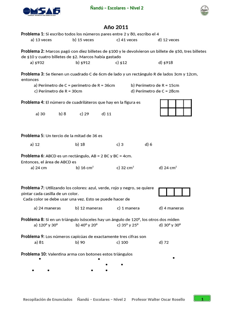 Nivel 2 - Ñandú - 01 Escolares | PDF | Triángulo | Rectángulo