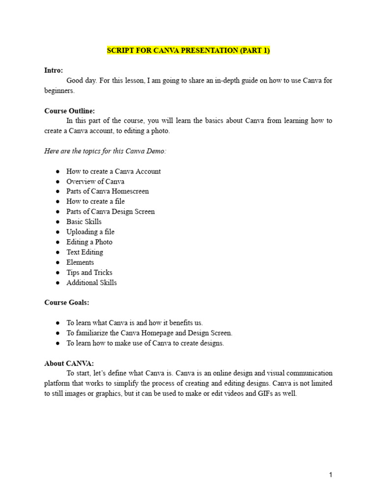 Script For Canva Presentation | PDF | Menu (Computing) | Page Layout
