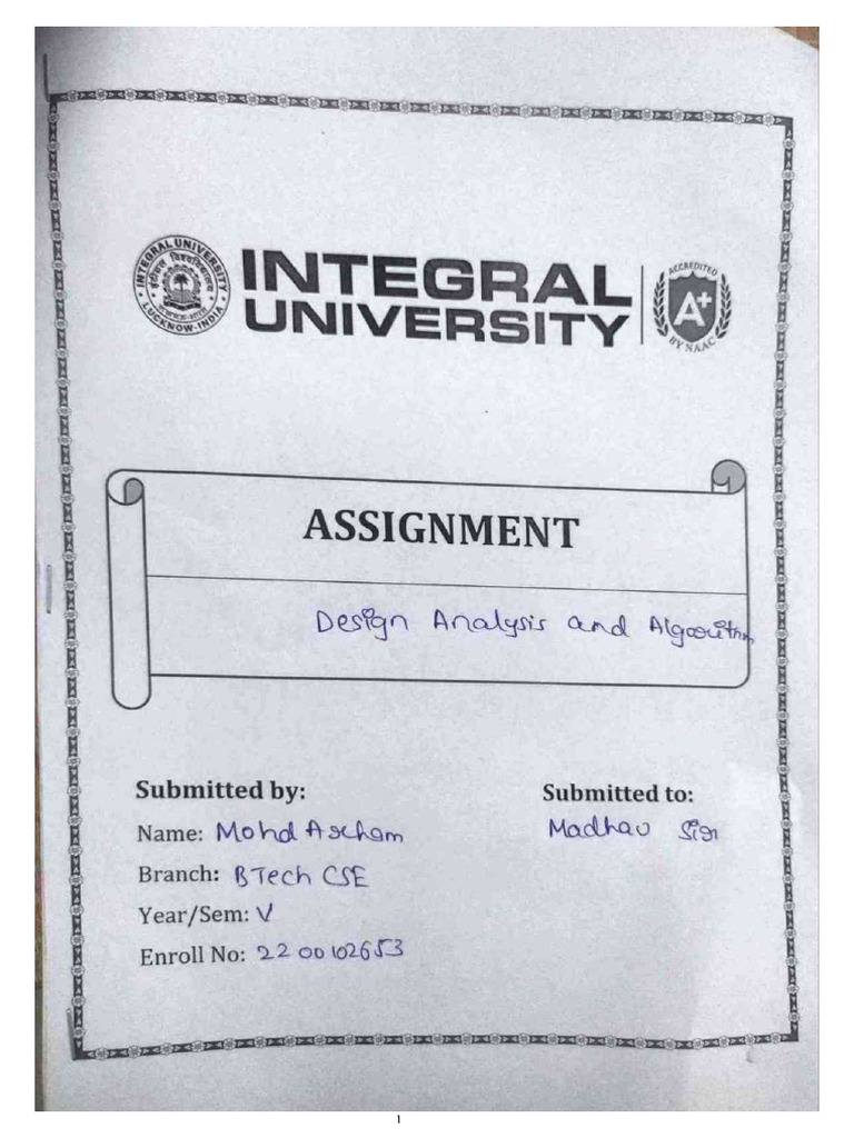 Compressed Compressed Compressed DAA Assignment 1 2200102653 | PDF