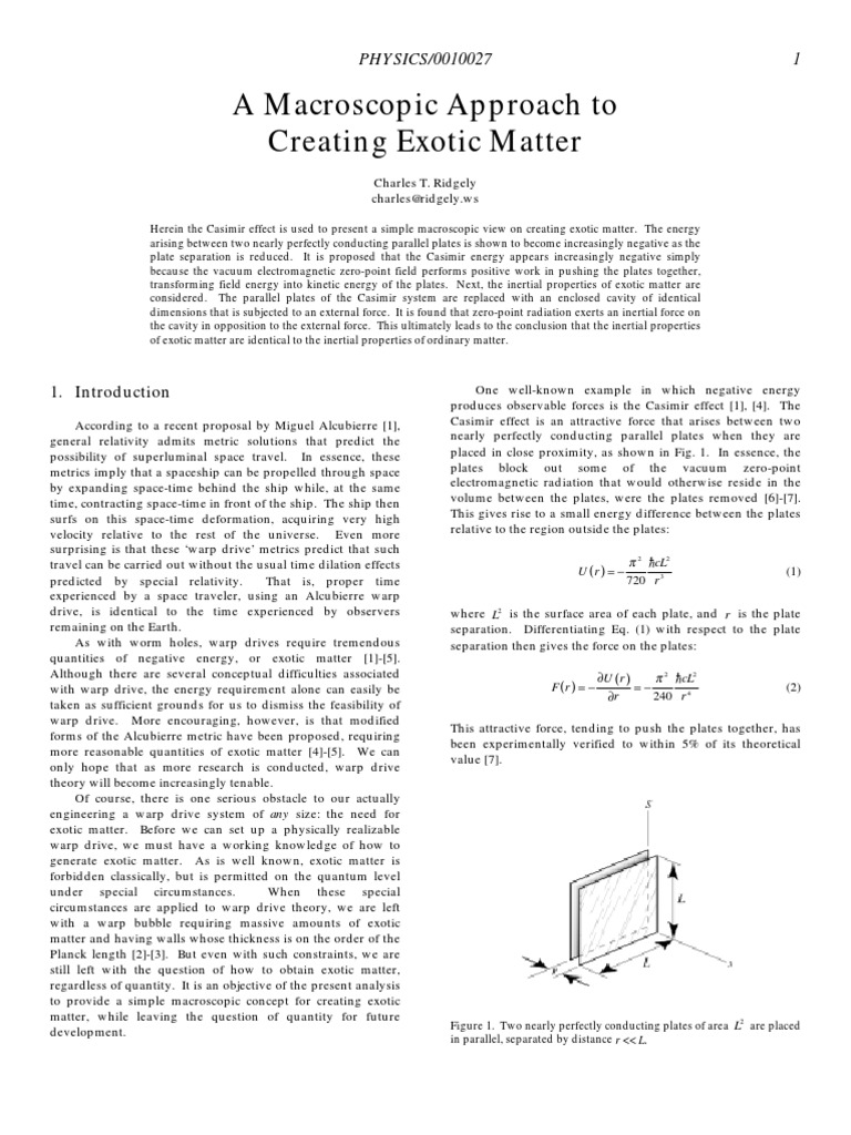 Charles T. Ridgely - A Macroscopic Approach To Creating Exotic Matter ...