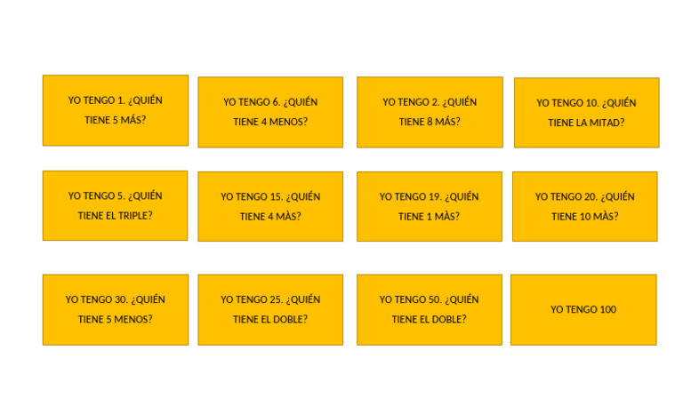 Juego Para Imprimir Yo Tengo...Quien Tiene | PDF