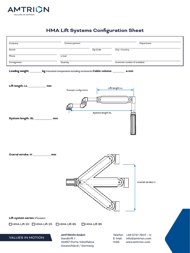 AMTRION Configuration Form HMA I-Lift 350 | PDF