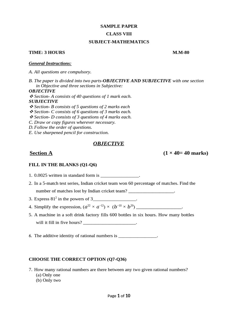 c73fd_CLASS 8_MATH_SAMPLE PAPER_T1 | PDF | Euclidean Geometry | Elementary Geometry