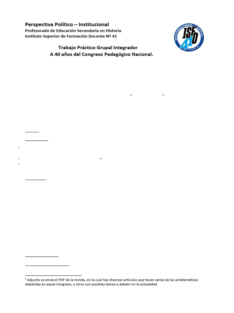 TP GRUPAL 41 Historia | PDF | Maestros | Democracia