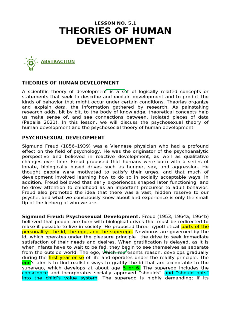 Abstraction - 5.1 Theories of Human Development - Final | PDF | Id | Psychology
