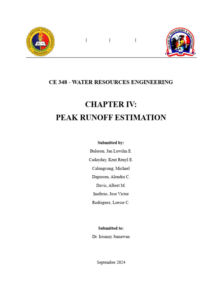 Chapter Iv Peak Runoff Estimation Pdf Surface Runoff Drainage Basin