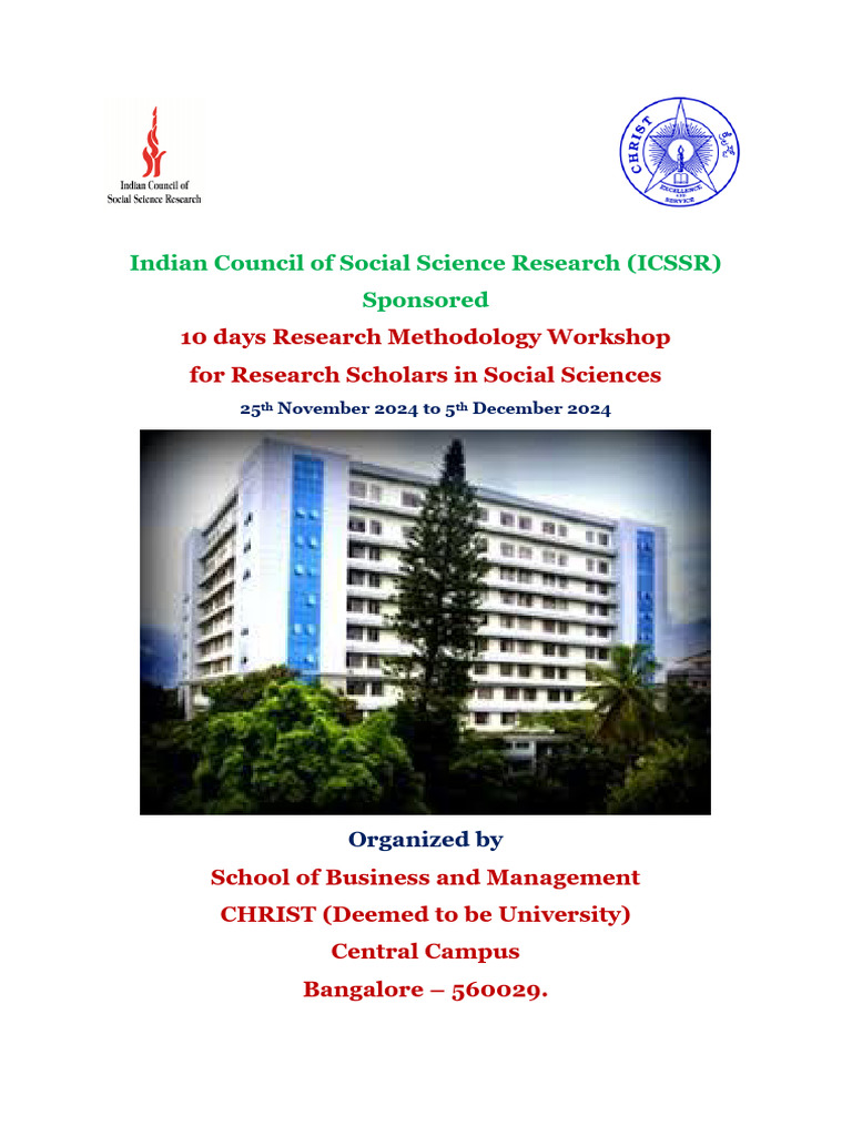 ICSSR RMC Christ University | PDF | Quantitative Research | Methodology