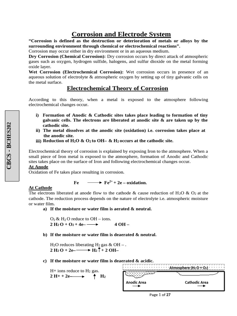Module-3 VP (CSE) Corrosion and Electrode System2022-23 Updated | PDF ...