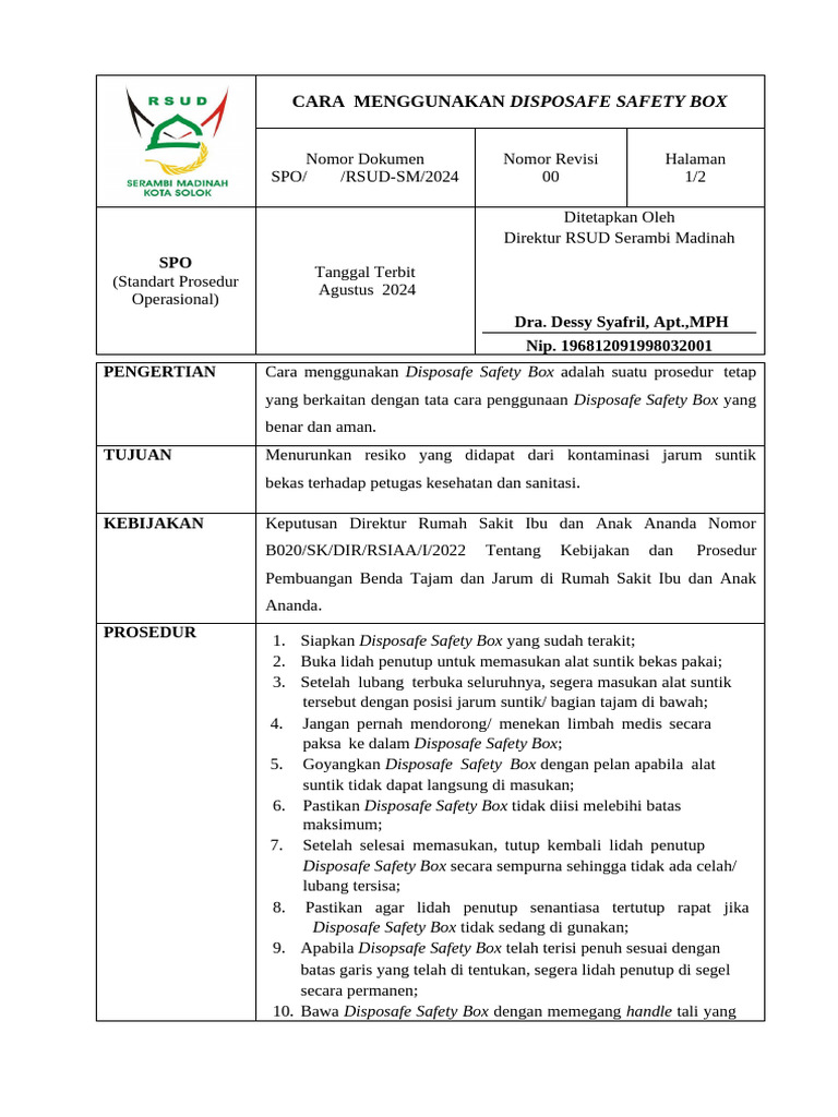SOP Safety Box | PDF