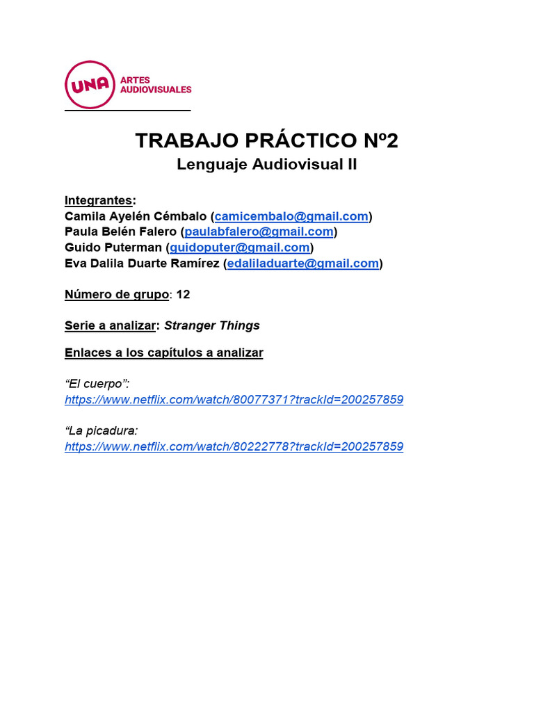 TP EJEMPLO - LAV II - TP Series - Stranger Things | PDF