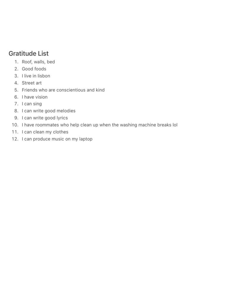 Gratitude List | PDF