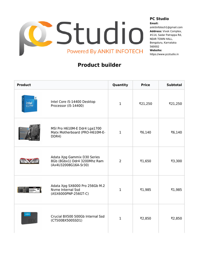 Product Builder | PDF | Computer Hardware | Computer Architecture