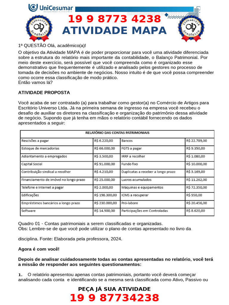 MAPA - Olá, Acadêmico(a)! O Objetivo Da Atividade MAPA é de Poder Proporcionar Para Você Uma ...