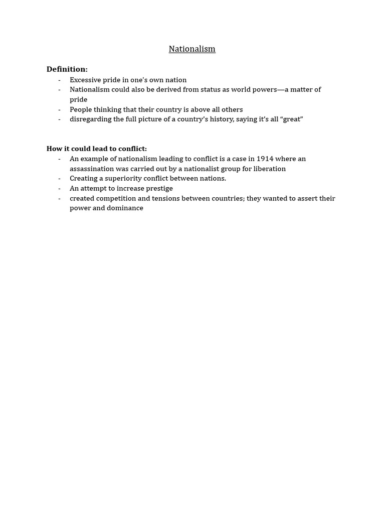 Nationalism's Role in WW1 Conflicts | PDF