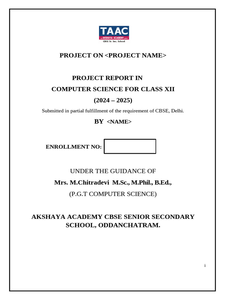 Front Page CS 2024-25 | PDF