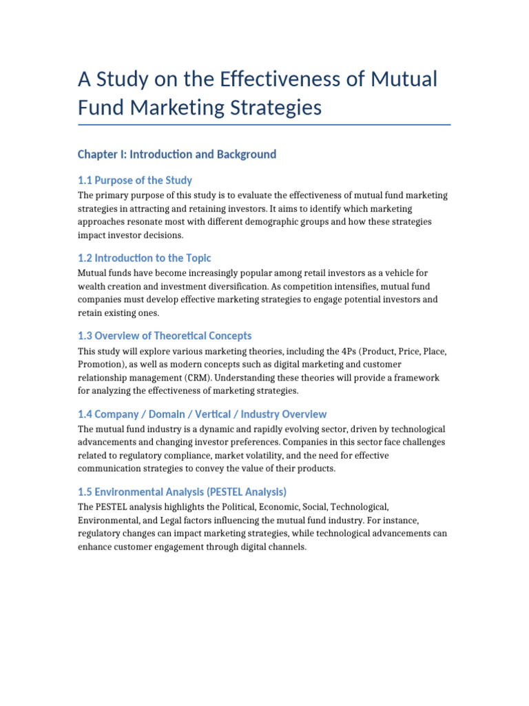 Mutual Fund Marketing Project | PDF | Survey Methodology | Methodology
