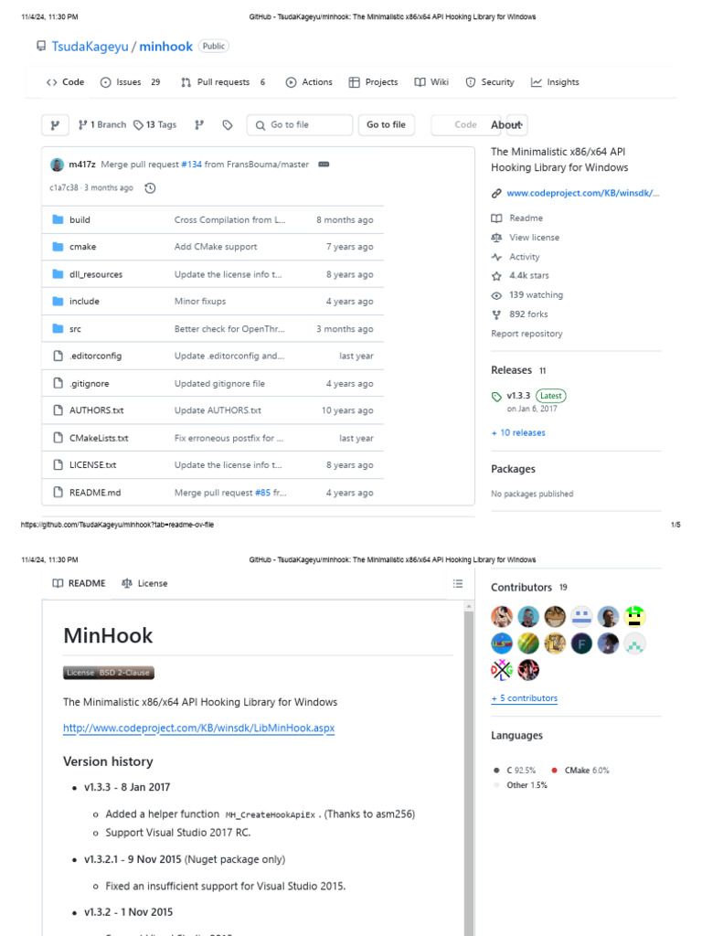 GitHub - TsudaKageyu - Minhook - The Minimalistic x86 - x64 API Hooking Library For Windows ...