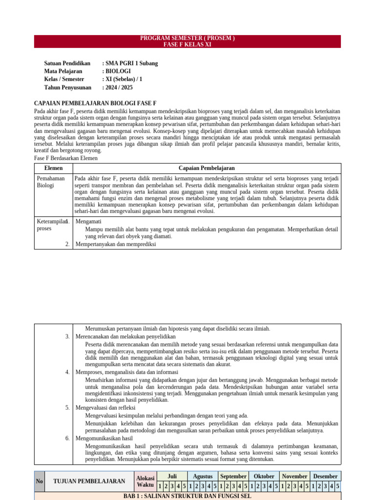 Prosem Prota Kelas 11 | PDF
