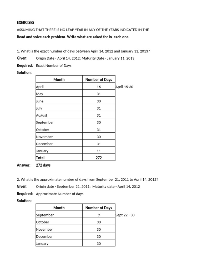 Exact and Approximate Time Calculations | PDF | Interest | Money