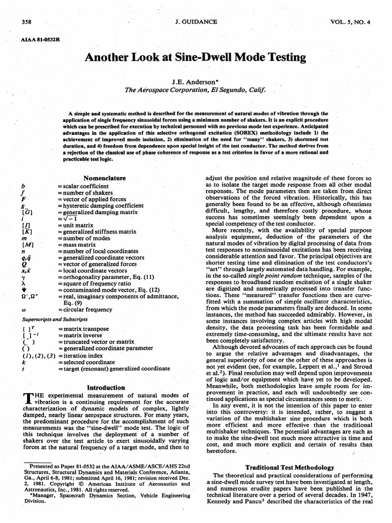 Anderson J.E - Another Look at Sine-Dwell Mode Testing - 1982 | PDF ...
