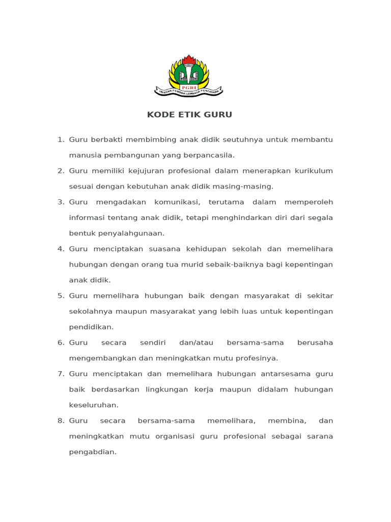 Kode Etik Guru | PDF
