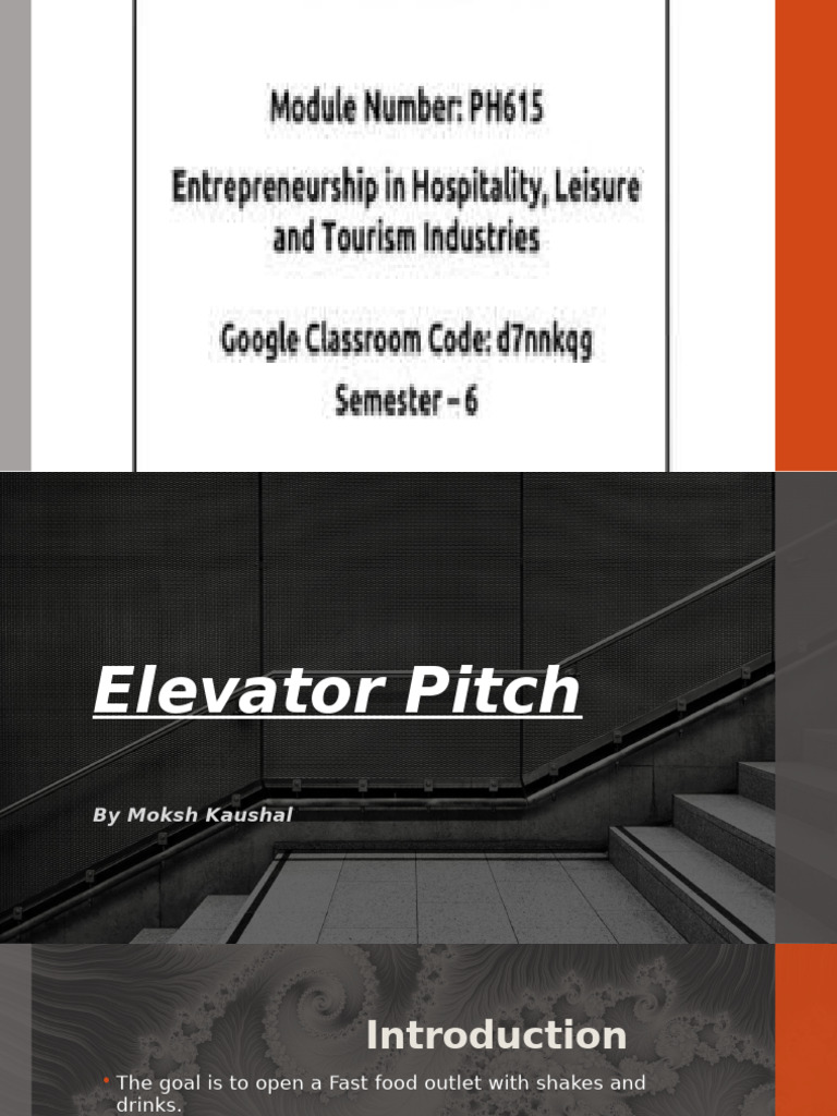 Elevator pitch - (2) | PDF | Fast Food | Foods