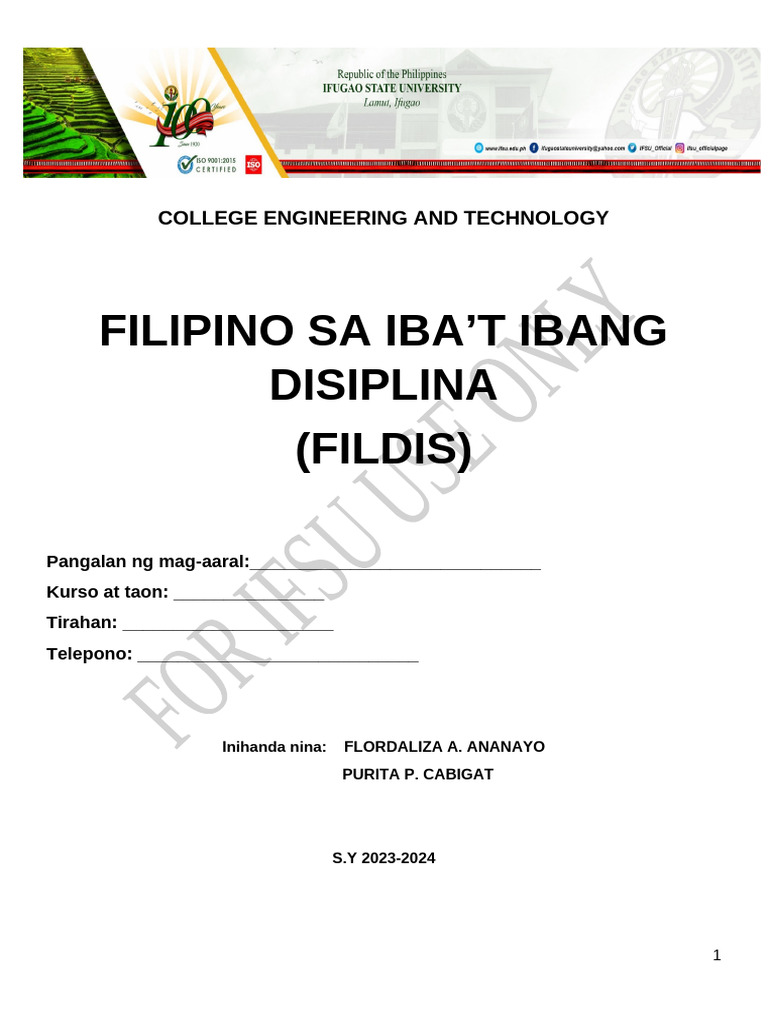 Module FILDIS Edited 2023 24 | PDF