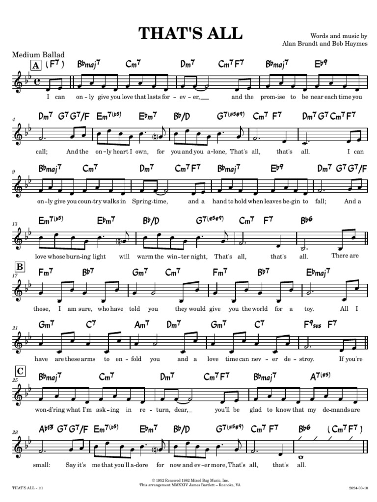 Thats All Lead Sheet | PDF