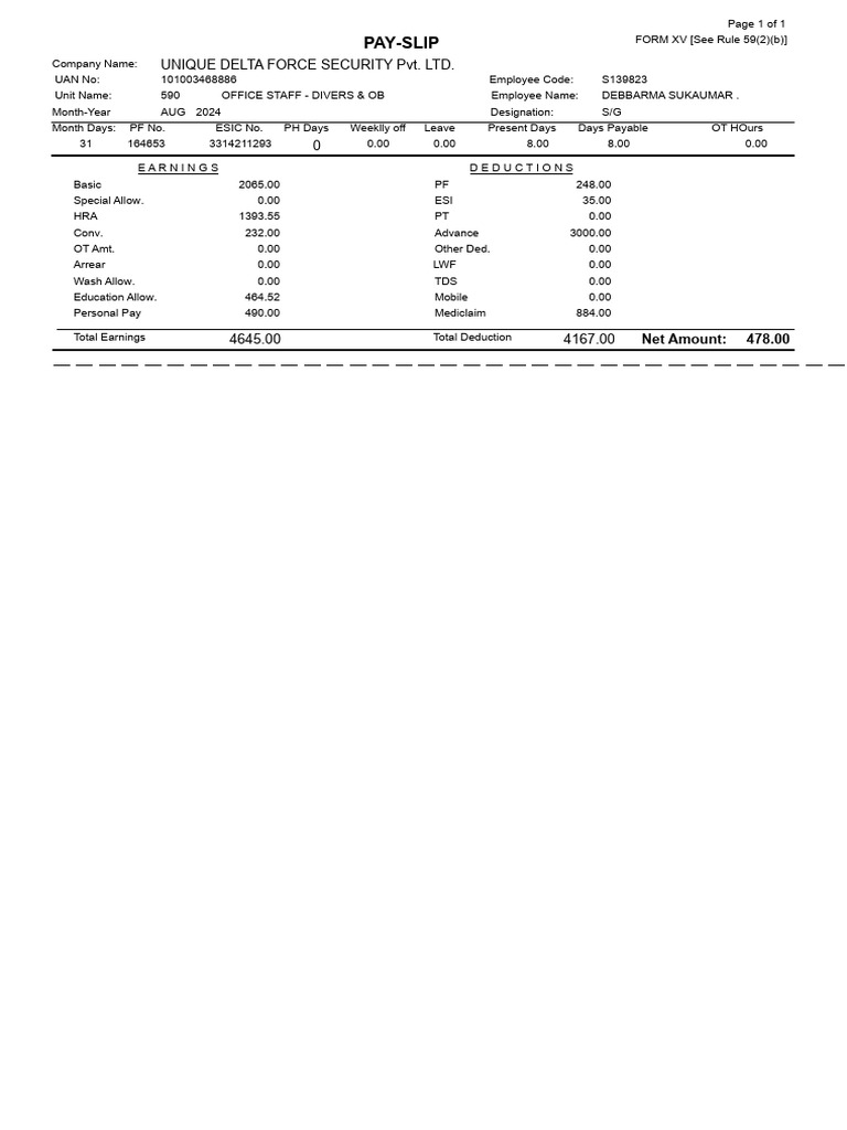 8 Rptpayslipofficestaff | PDF