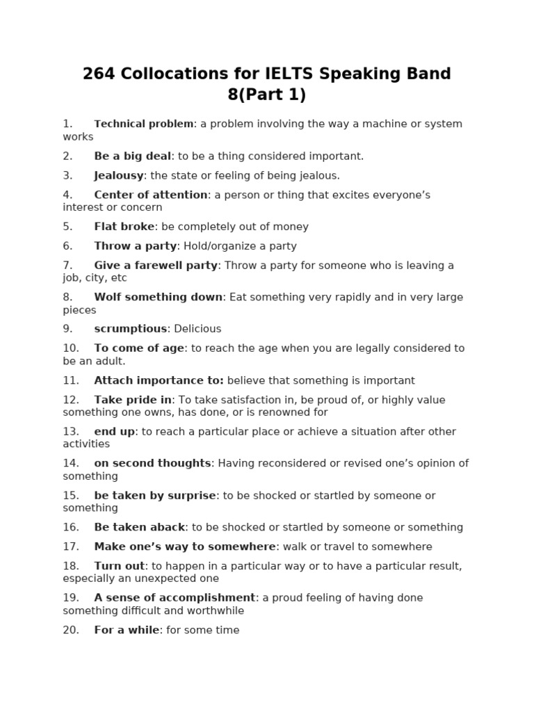 264 Collocations For IELTS Speaking Band 8 | PDF | Career & Growth | Art