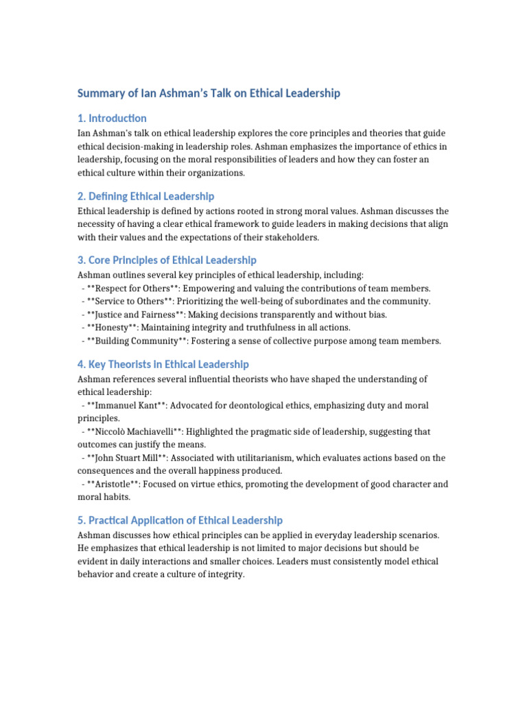 Ethical_Leadership_Summary | PDF | Leadership | Integrity