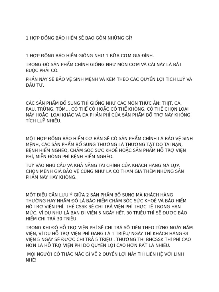 1 Hợp Đồng Bảo Hiểm Sẽ Bao Gôm Những Gì | PDF