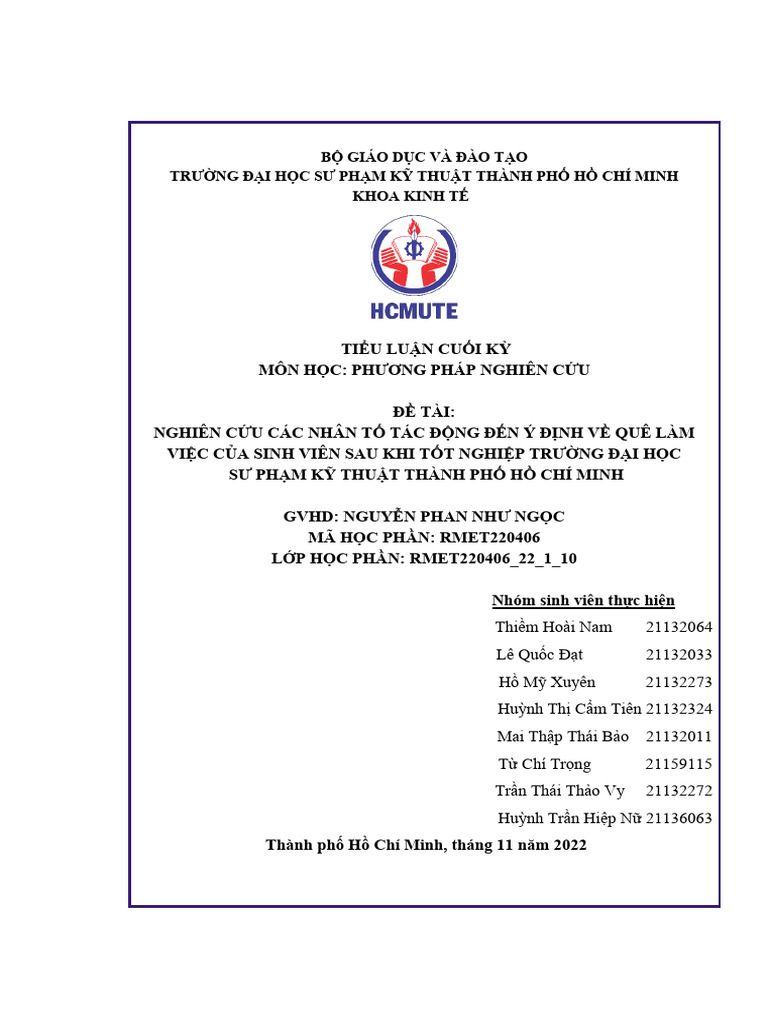 Tiểu Luận cuối kỳ PPNC | PDF