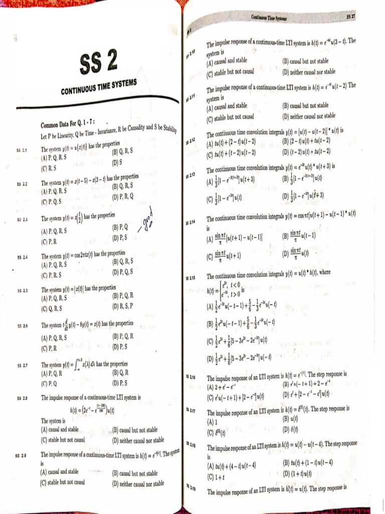MCQs Continuous Time Systems | PDF