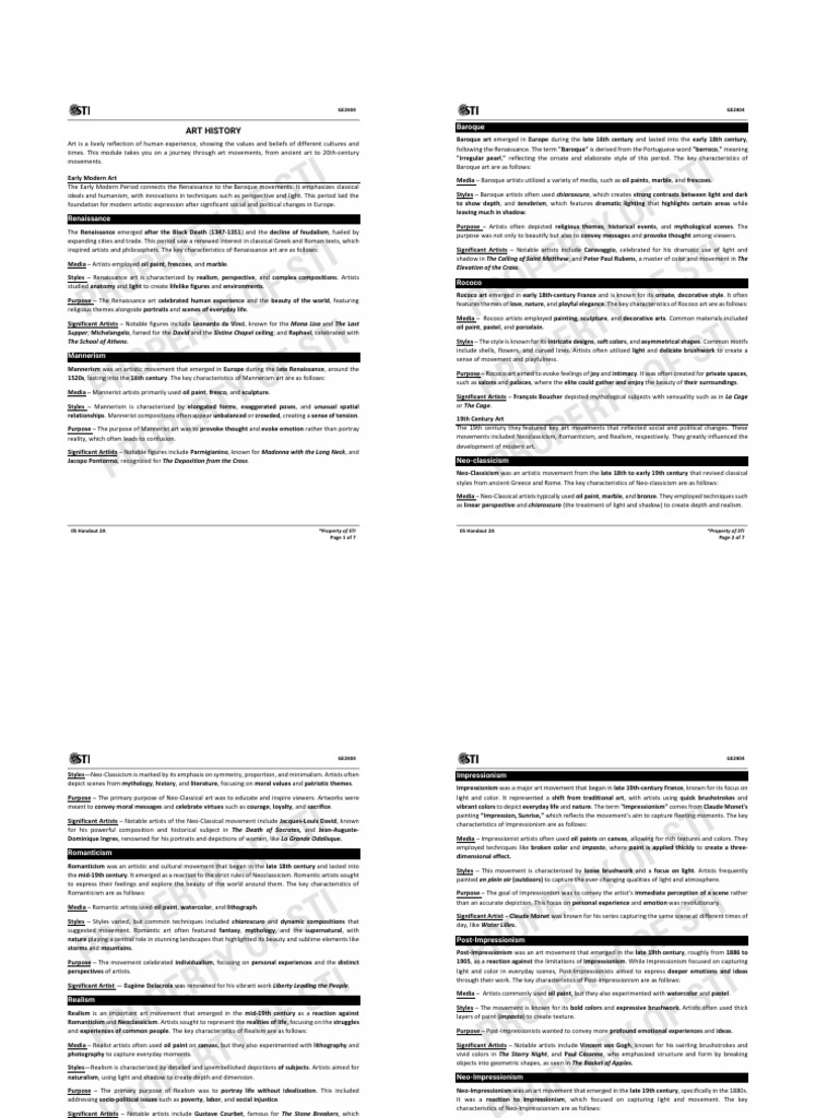 Art Appreciation Module 5 | PDF | Cubism | Baroque