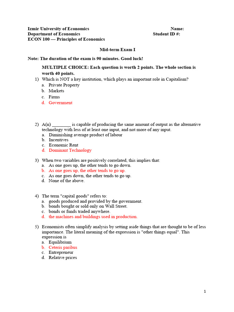 Economics Exam for Students | PDF | Elasticity (Economics) | Demand
