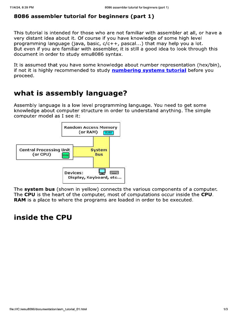 Assembler Tutorial Part1 | PDF
