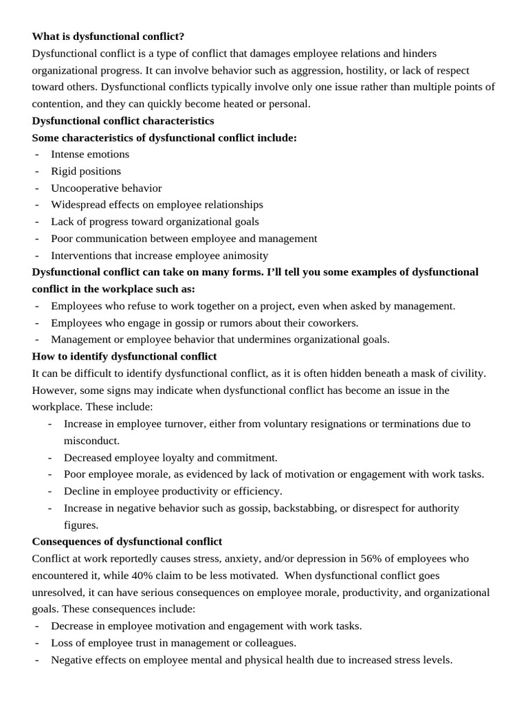 Dysfunctional Conflict | PDF