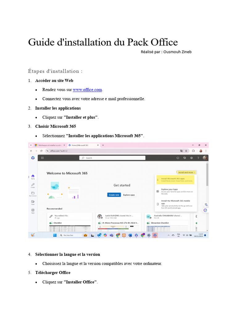 Guide d'installation du Pack Office 365 | PDF