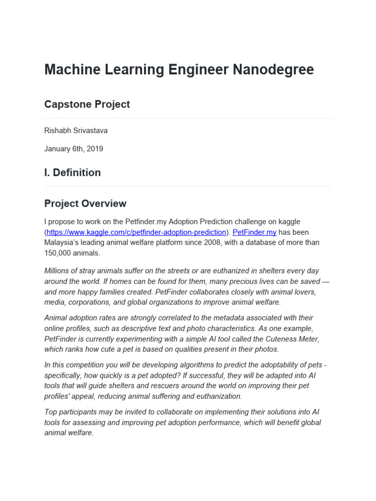 Machine Learning Capstone Project PDF | PDF | Statistical Classification | Artificial Neural Network