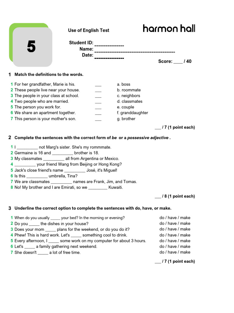 Course 5 Use of English Test | PDF