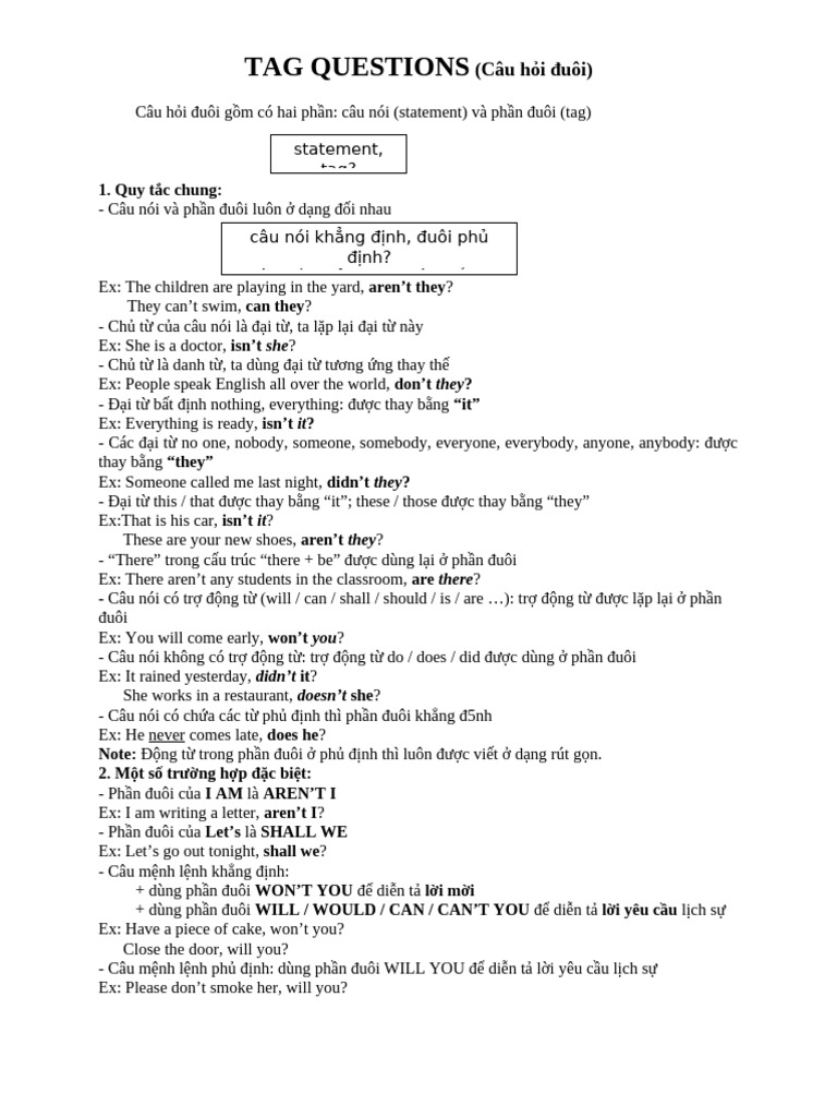 Tag Questions | PDF
