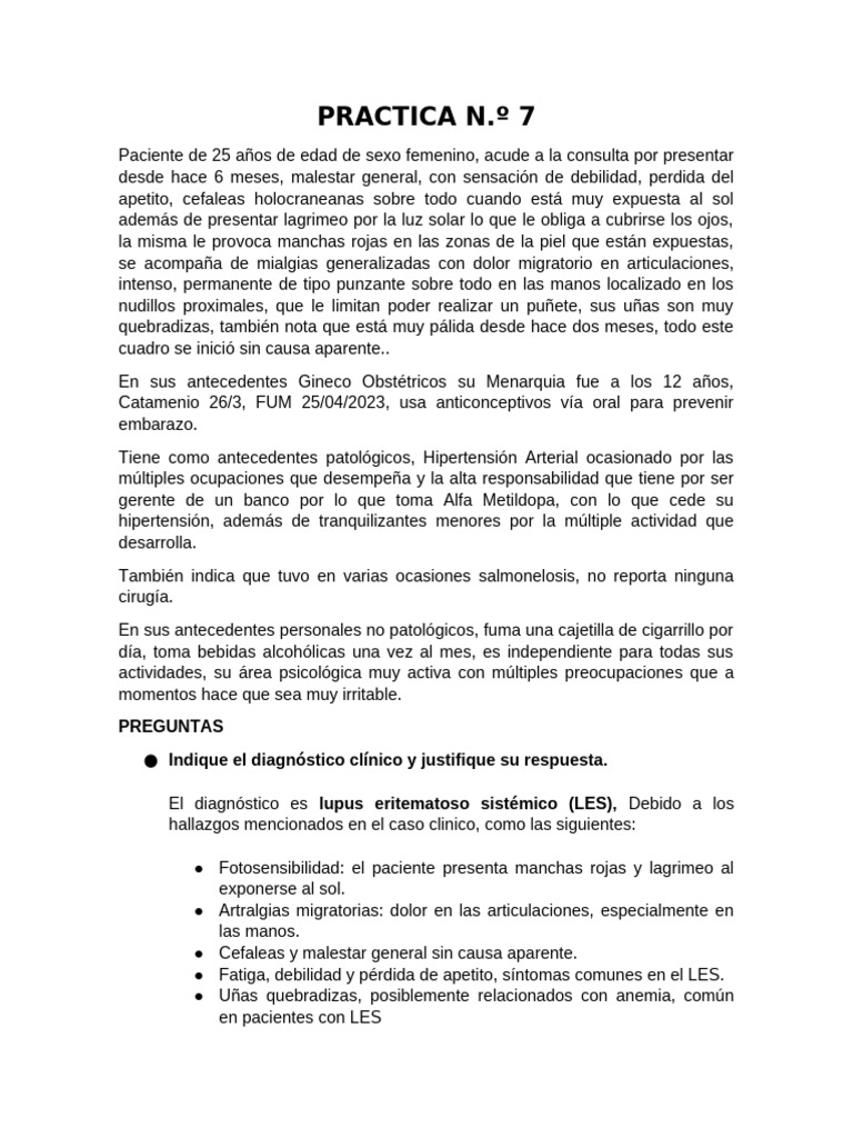 Diagnóstico y Tratamiento del LES | PDF | Causas de la muerte | Medicina