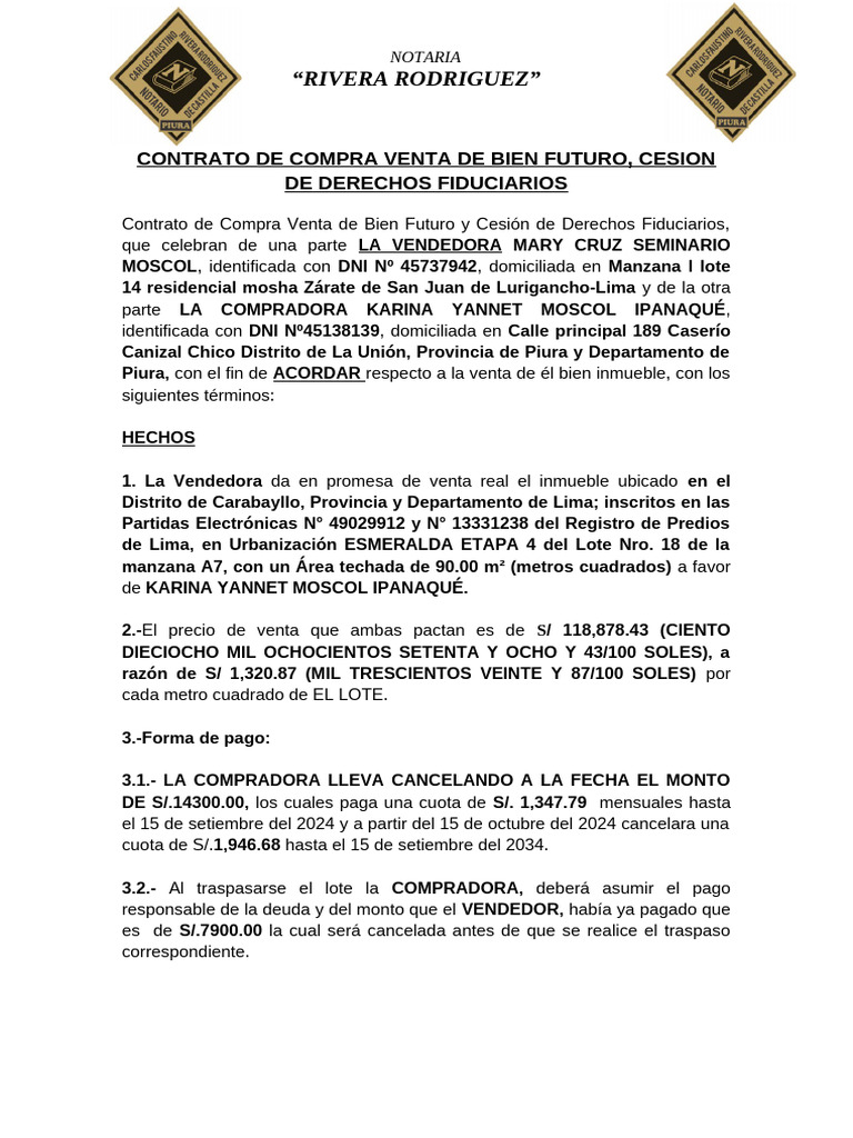 Contrato de Promesa de Venta | PDF