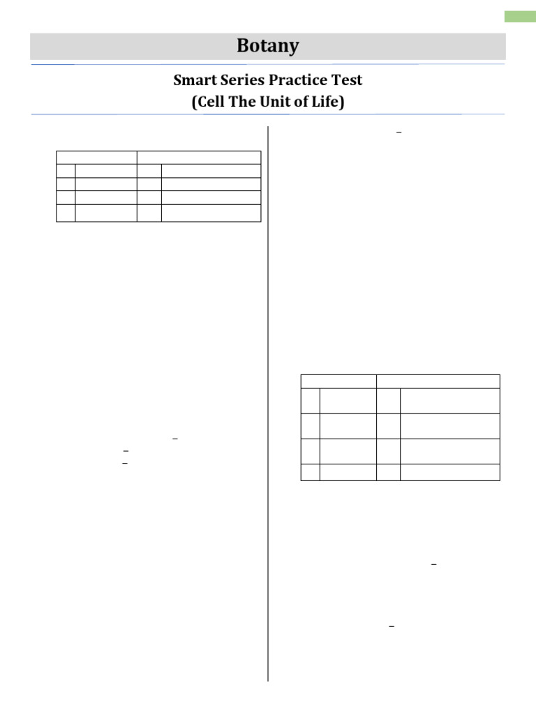 Smart Series Practice Test Cell, Biological, Cell Cycle and Plant | PDF ...