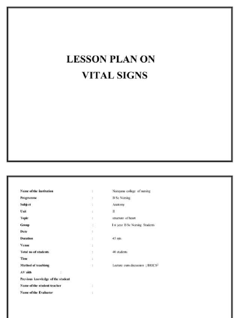 Lesson Plan On Vital Signs | PDF